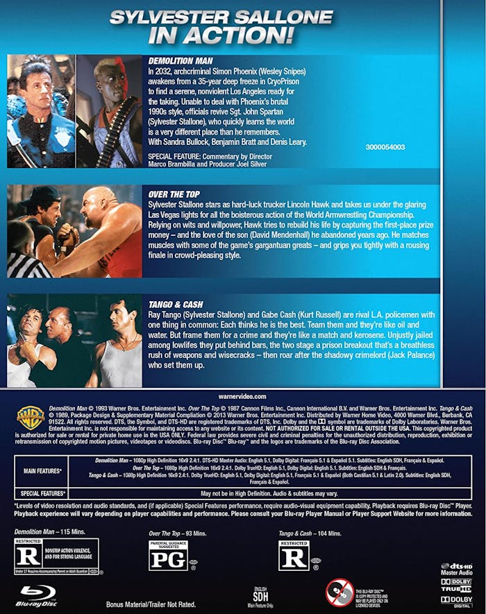 Buy Demolition Man/Over the Top/Tango & CashBox Set Blu-ray | GRUV