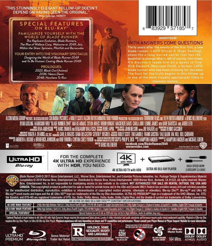 Buy Blade Runner 2049 4k Ultra Hd Blu Ray Uhd Gruv